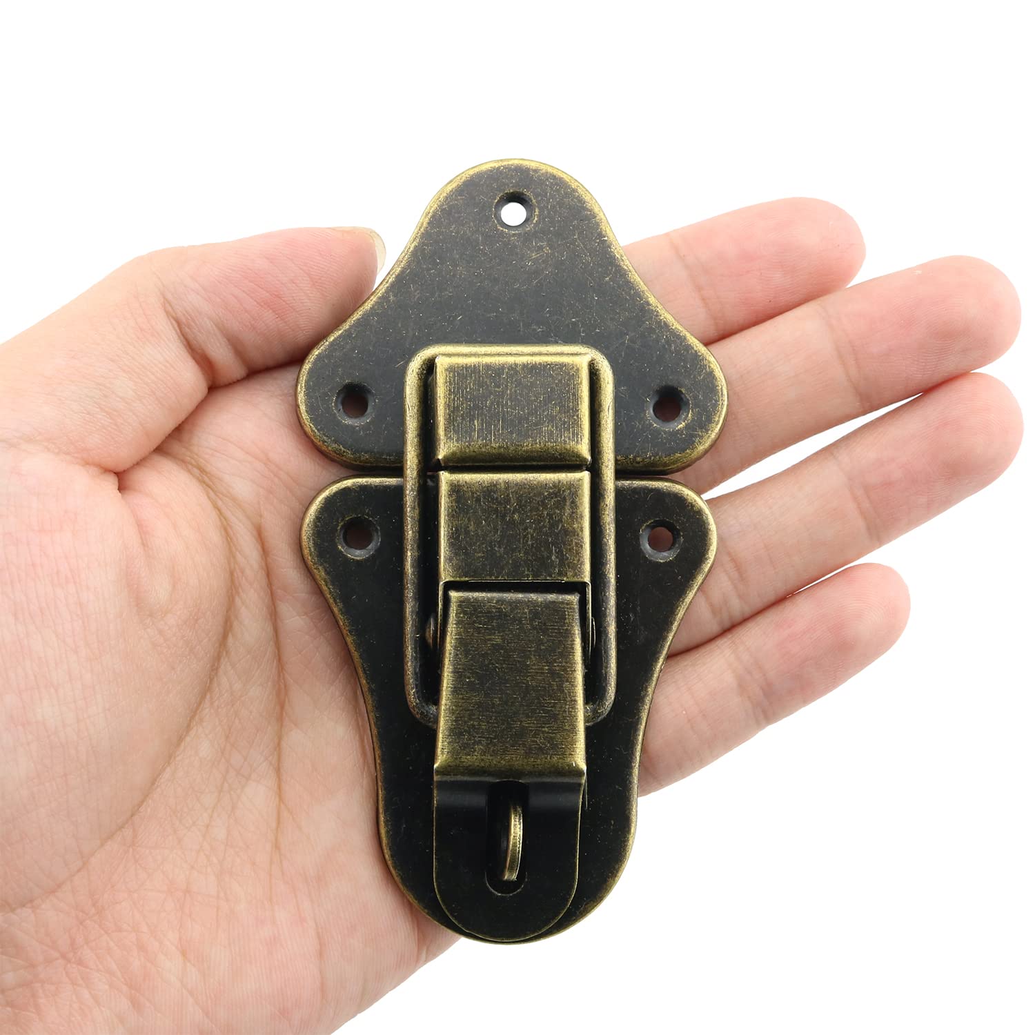 Toggle Catch Lock JianLing 2pcs 95x52mm Bronze Iron Hasp Latches with Screws Jewelry Box Hinges Hasp Latch Lock Furniture Hardware Accessories
