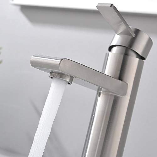 VCCUCINE Modern Commercial Brushed Nickel Single Hole Single Handle Bathroom Faucet, Laundry Vanity Sink Faucet With Two 3/8" Hoses