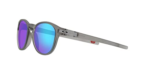 Oakley Men's Oo9349 Latch Low Bridge Fit Round Sunglasses, Matte Grey Ink/Prizm Sapphire Polarized, 53 mm