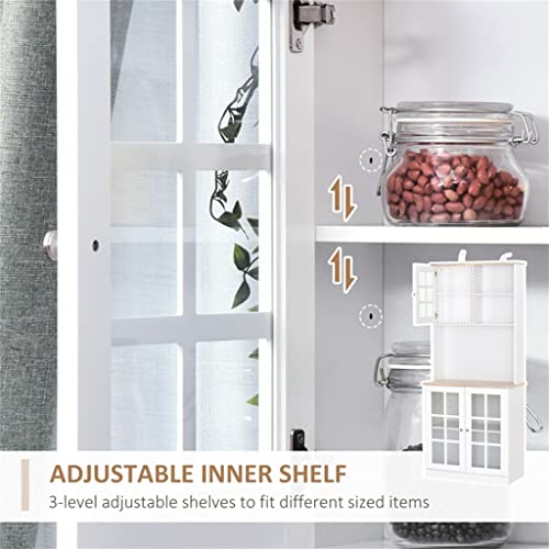 YDXNY Kitchen Buffet, Pantry with 3 Cabinets, 2 Shelves and Large Countertop, Tall White Cabinet