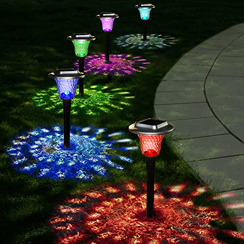 UMICKOO Solar Outdoor Lights Garden, Color Changing Solar Lights Colorful Bright Glass Pathway Lights,Waterproof Solar Powered Landscape Path Lights for Lawn Walkway Yard Decorative