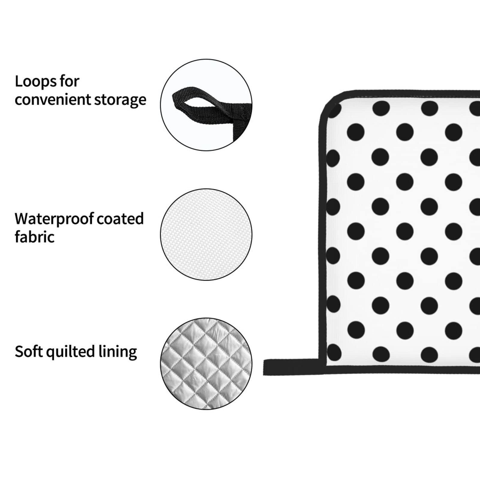 nhbfcds Black White Polka Dot Oven Mitts and Pot Holders Sets, 4 Piece Set, Heat Resistant Polyester Gloves and Pads for Kitchen Cooking Baking Grilling BBQ, One Size
