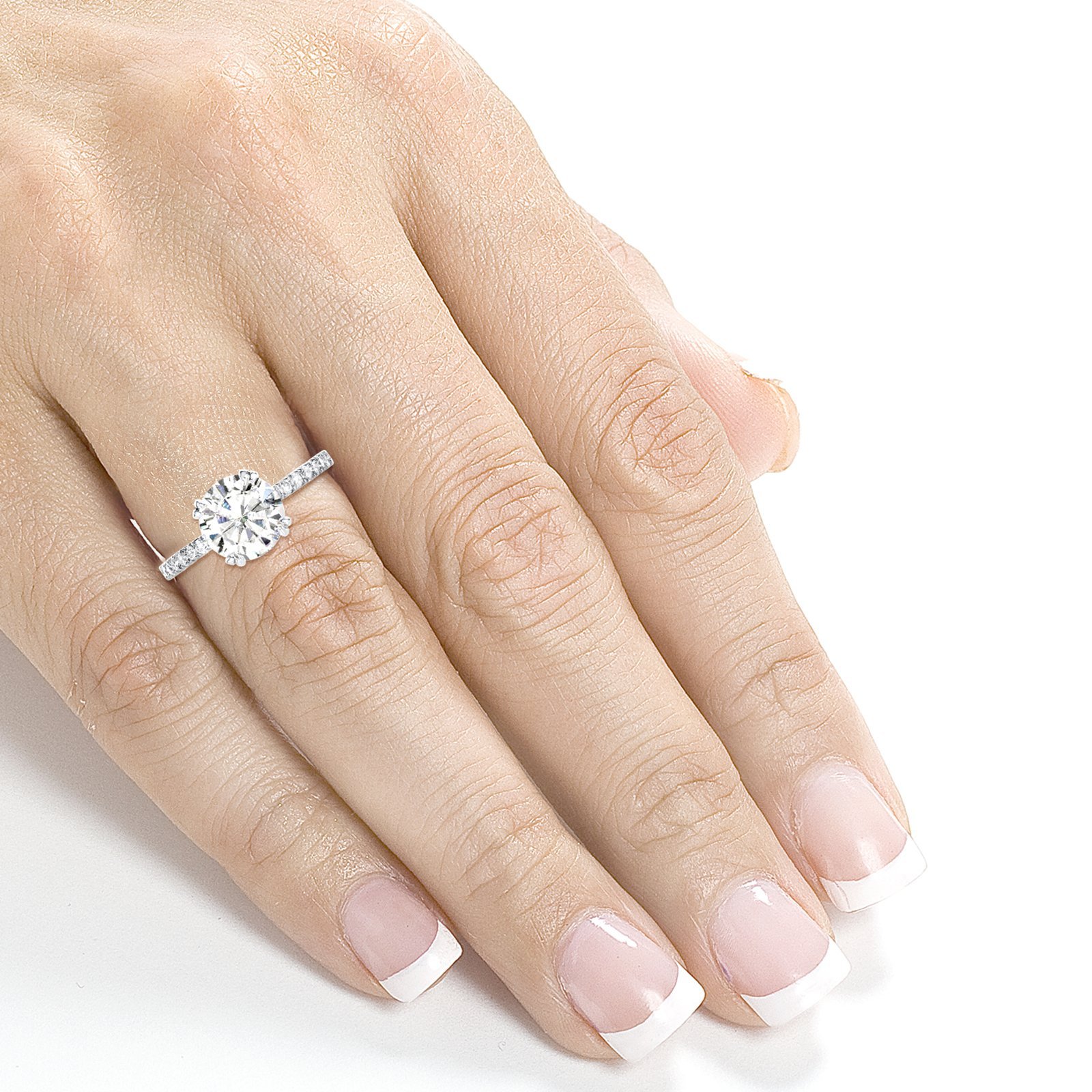 Kobelli Moissanite and Lab Grown Diamond Engagement Ring 1 3/4 CTW 14k White Gold (GH/VS, DEF/VS), 7.5