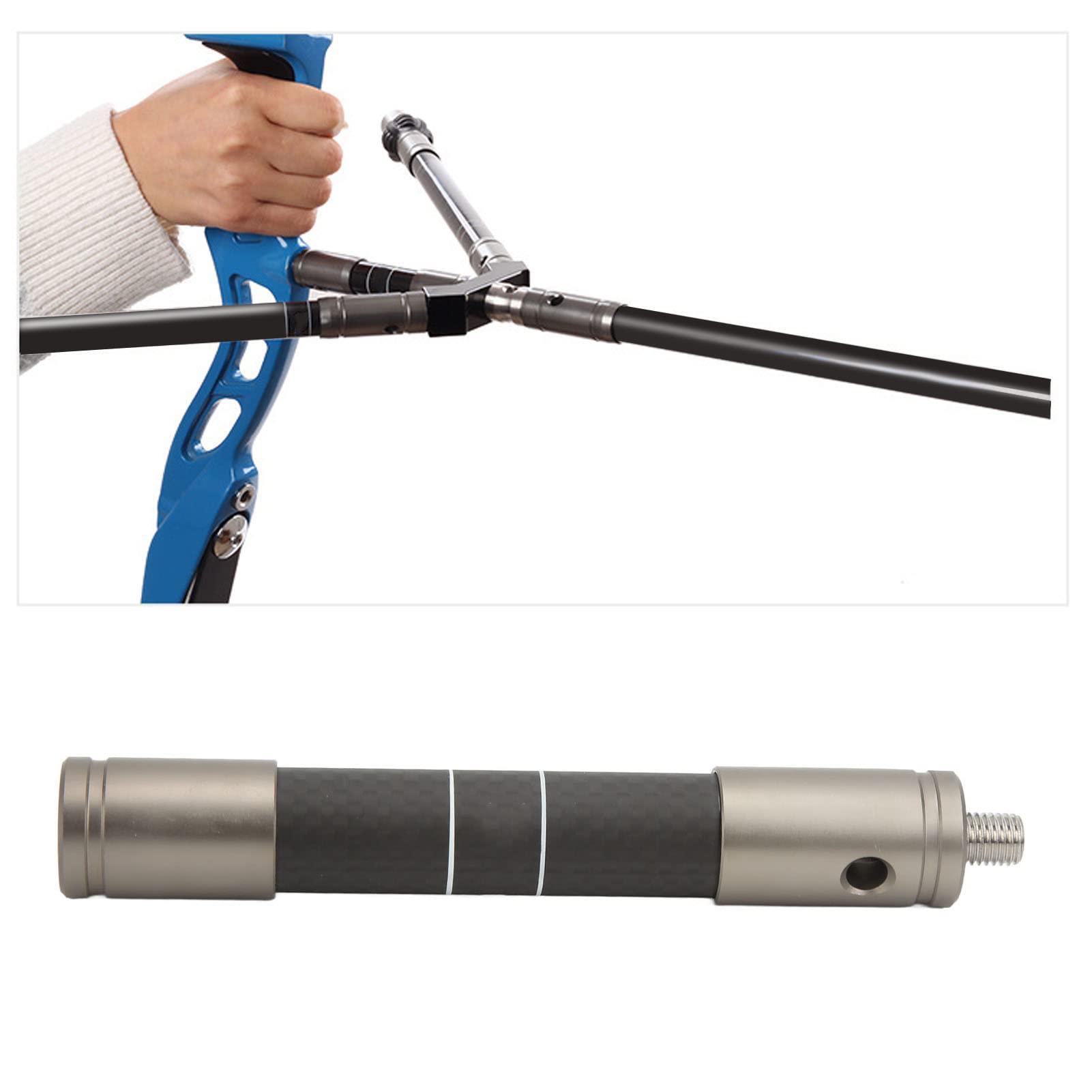 RiToEasysports Portable Archery Balance Bar, 5in Carbon Stainless Steel Archery Stabilizer Recurve Bow Damping Accessory Stabilizers Archery