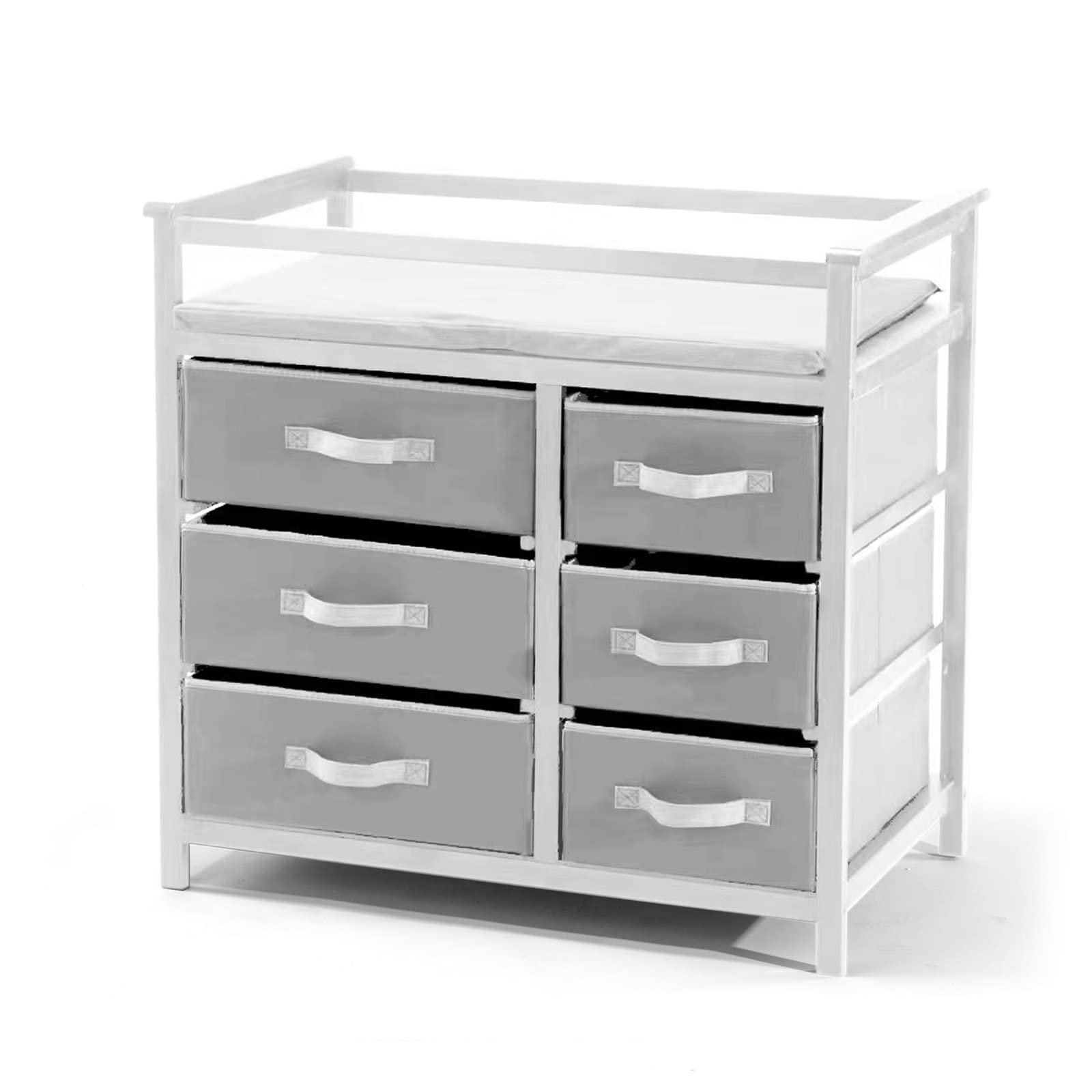 MOOITZ Baby Changing Table Dresser with 6 Storage Baskets, Can be Used as a Baby Changing Tables with Changing Table Top, a Baby Changing Station, a Diaper Changing Station (White)