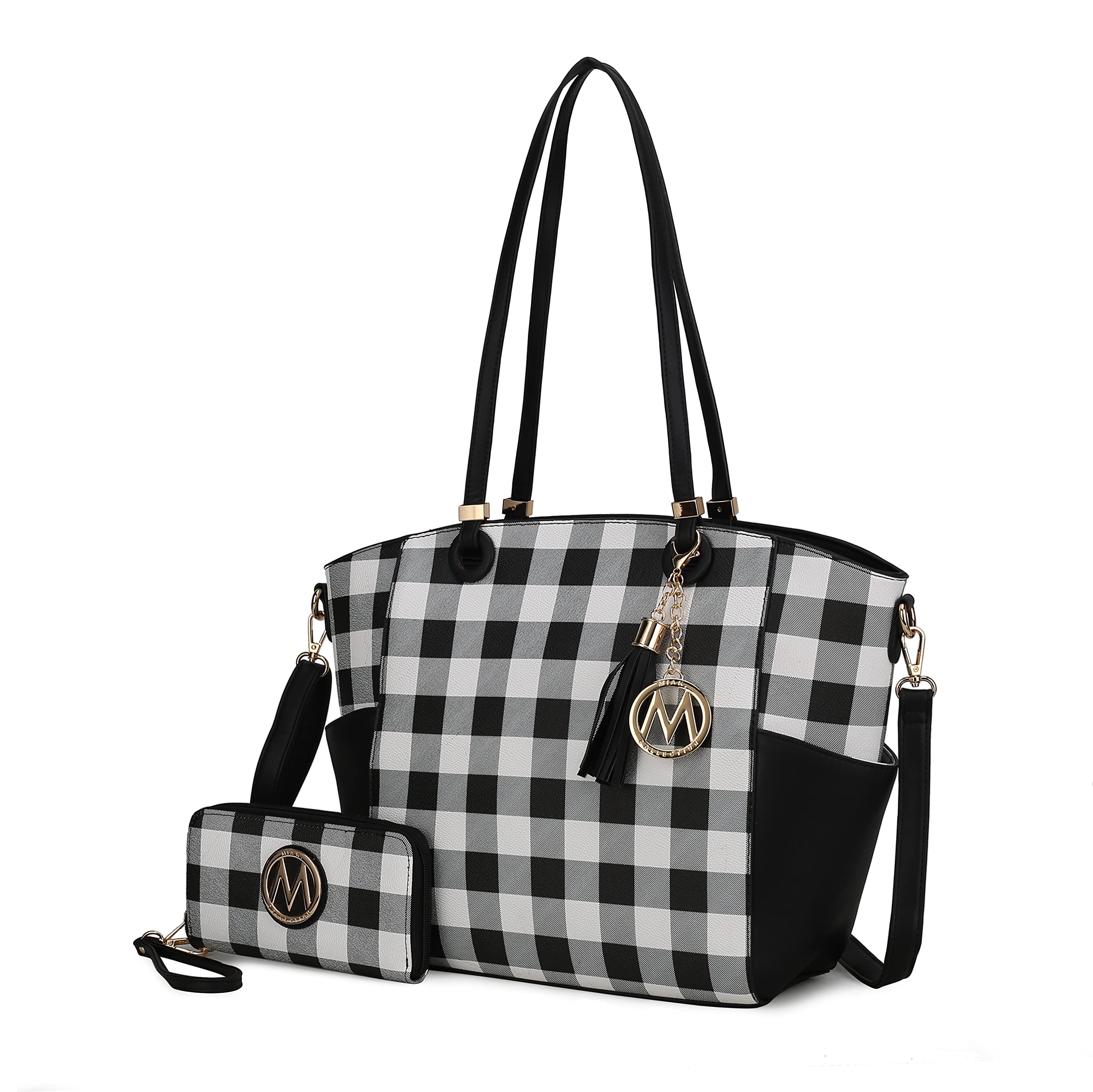 MKF Crossbody Bag for Women Set Handbag Wallet Purse - Top-Handle Tote - Removable Shoulder Strap Vegan Leather Demin