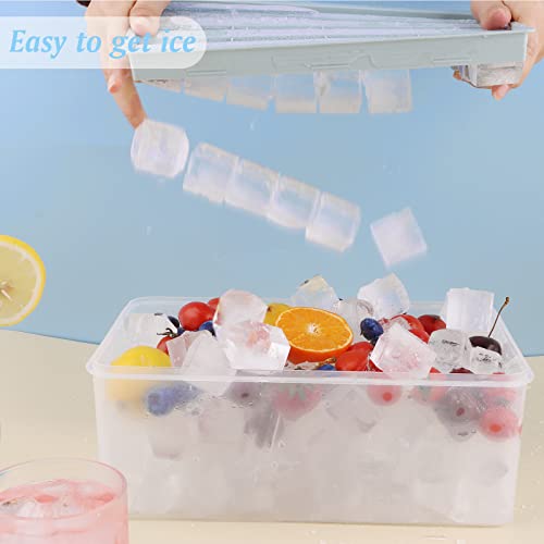 Unigul Ice Cube tray with lid and bin(3 Pack), 1.2'' Ice Cube Mold, Hexagon Ice Tray Making 96PCS Ice Cubes for Chilling Cocktails, Whiskey, Bourbon,Juice (3Pack Ice trays & Ice Bin & Tong)