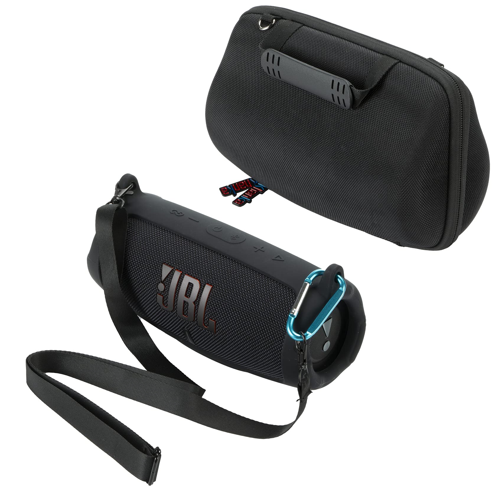 Khanka Hard Travel Case + Silicone Case Replacement for JBL Charge 5 Portable Waterproof Wireless Bluetooth Speaker