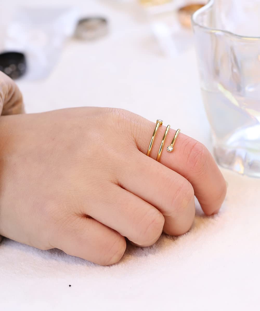 MYNENEY Stainless Steel Braided Wrap Wave Stacking Promise Statement Cocktail Party Ring (Gold, 10)