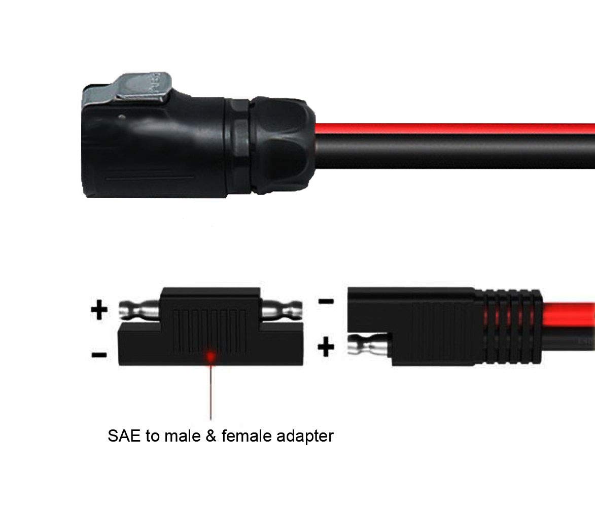 MOOJP 10AWG 2 Pin Power Industrial Circular Connector Solar Panel Connector SAE Adpater Cable for Furrion Solar Panel Forrest River RV Ports DIY Battery Grand Design RV's Industry 18in