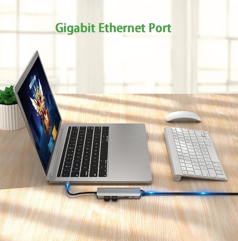 USB C Hub,USB C Laptop Docking Station,9 in 1 Type C Adapter Compatible for MacBook and Windows(HDMI PD USB 3.0 SD TF Card Reader RJ45)