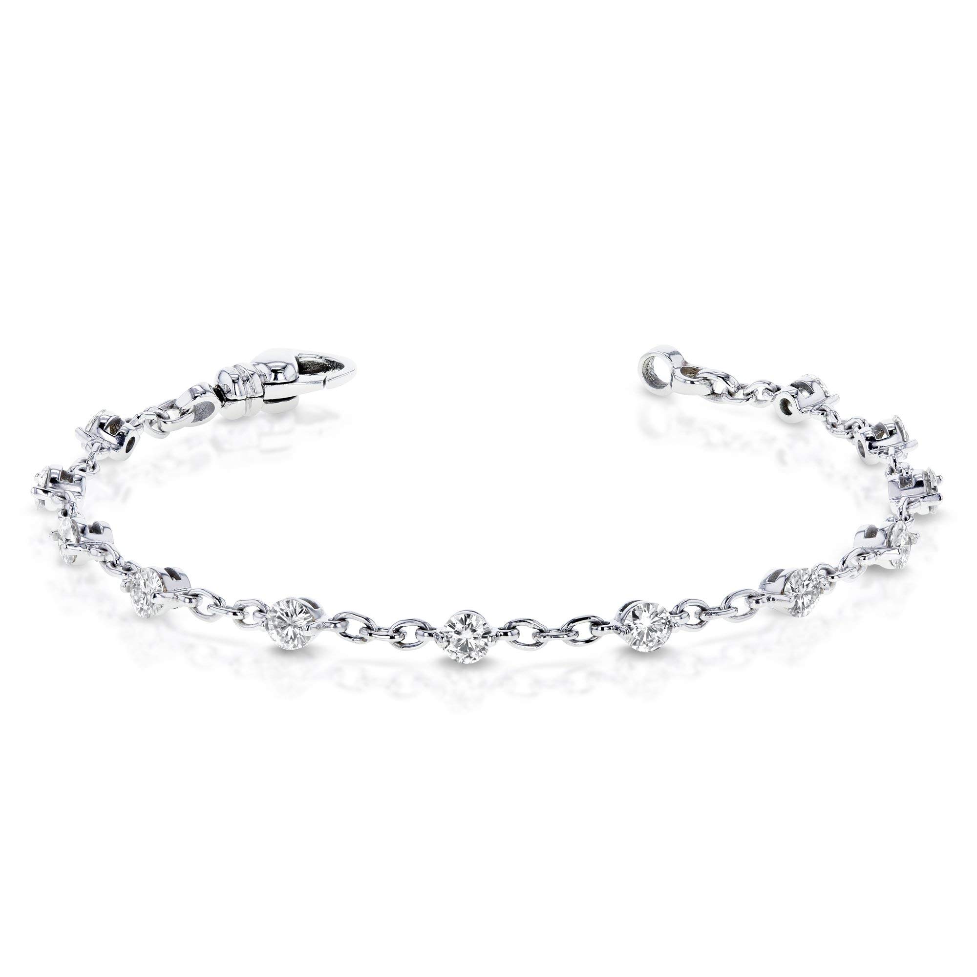 Kobelli Round Moissanite Station Bracelet 1-7/8 CTW in Sterling Silver