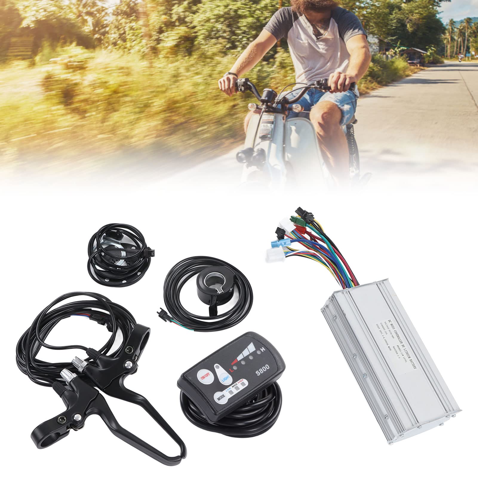 RiToEasysports Electric Conversion Kit, DC 36V 48V 35A Controller S800 Display Panel for 1500W Motor Electric Bike Scooters