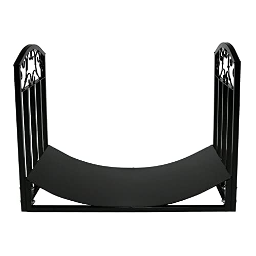 Sunnydaze 2-Foot Firewood Log Rack - Indoor/Outdoor Black Powder-Coated Steel Decorative Fireplace Wood Storage Holder