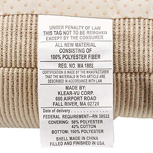 Klear Vu Saturn Non Slip Seat Cushion, Button Tufted Sitting Pillow with Durable Fabric Cover, Ideal for Dining, Office or Rocking Chair, 18" x 20" x 3", Set of 1, Natural