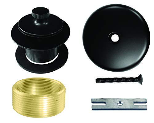 Westbrass D941K-62 1-3/8" Fine Thread Twist & Close Bathtub Drain Trim with One-Hole Overflow Faceplate, 1 Pack, Matte Black