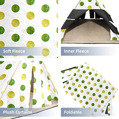 Y-DSIWX Guinea Pig Hideout House Bed, Green Yellow Watercolor Polka Dot Rabbit Cave, Squirrel Chinchilla Hamster Hedgehog Nest Cage