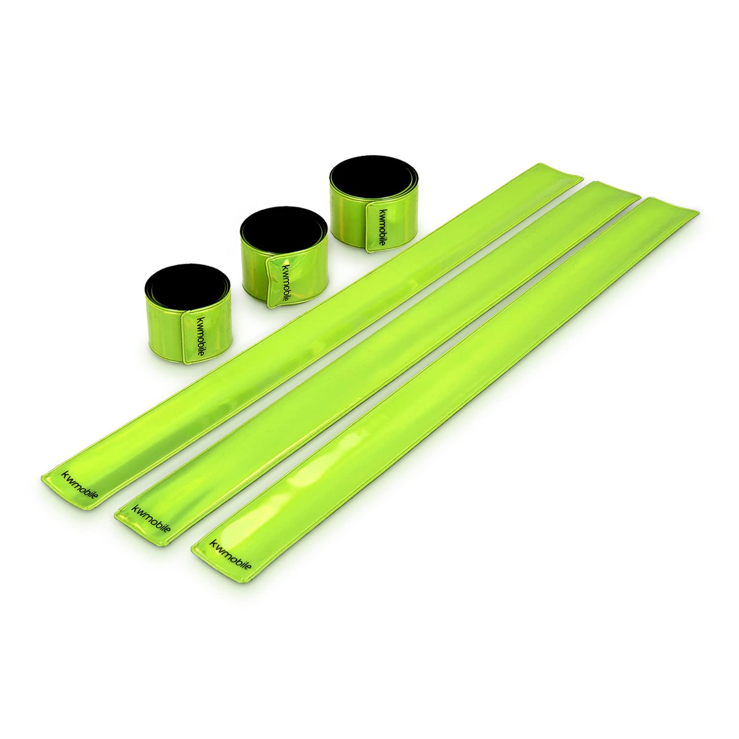 kwmobile 6X Reflective Tape - Reflective Band Snap Bracelet Set - Reflector Band for Arm Leg - Party Accessory - Decorative outerwear