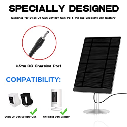 Solar Panel for Wireless Security Camera, Waterproof Solar Panel Compatible for Blink,Arlo, Nest, Ring Stick Up Cam Battery and Ring Spotlight Cam Battery 5V 4.5W( 2PCS)