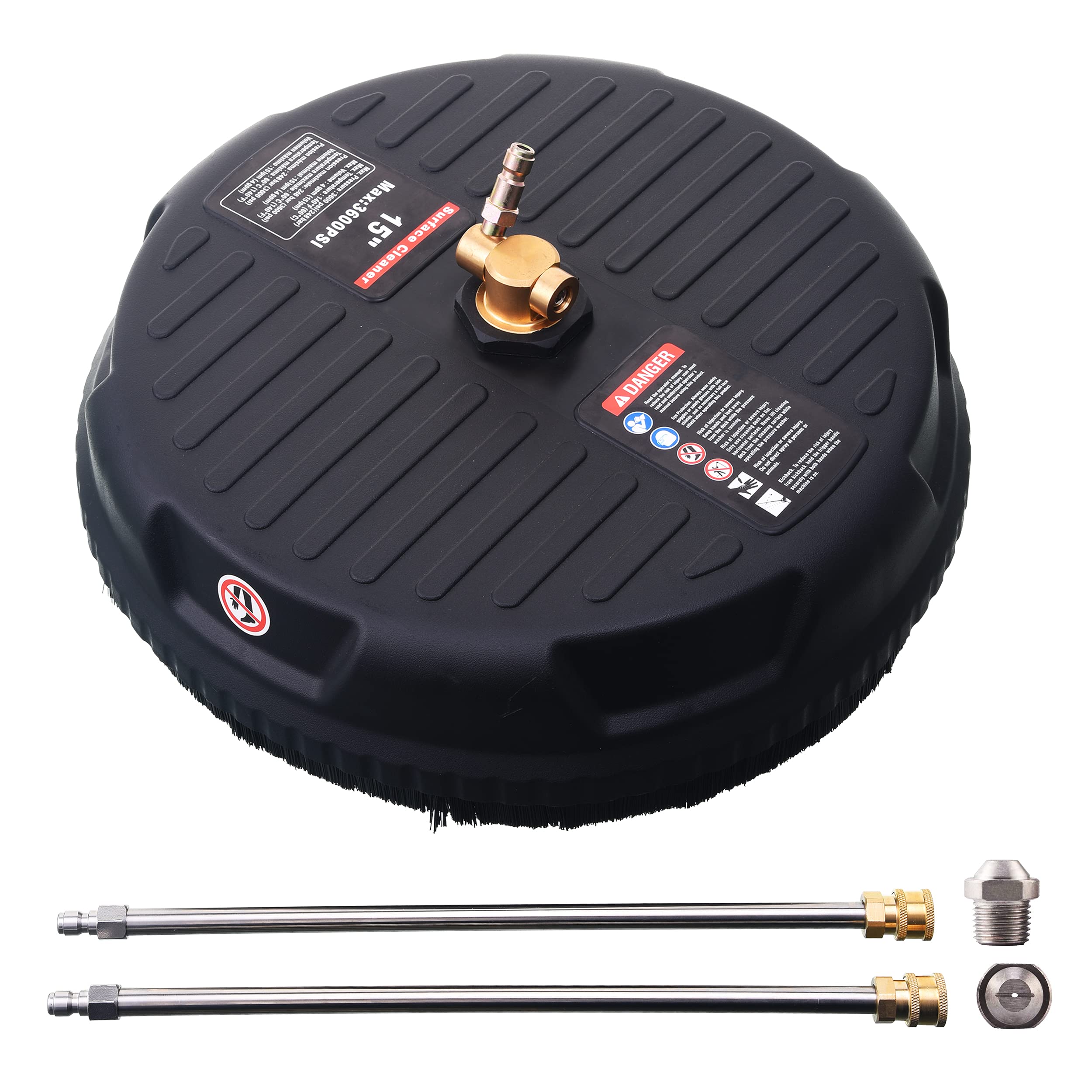 M MINGLE 15'' Pressure Washer Surface Cleaner, with 2 pcs Extension Wand Attachment for Power Washer, 4000 PSI