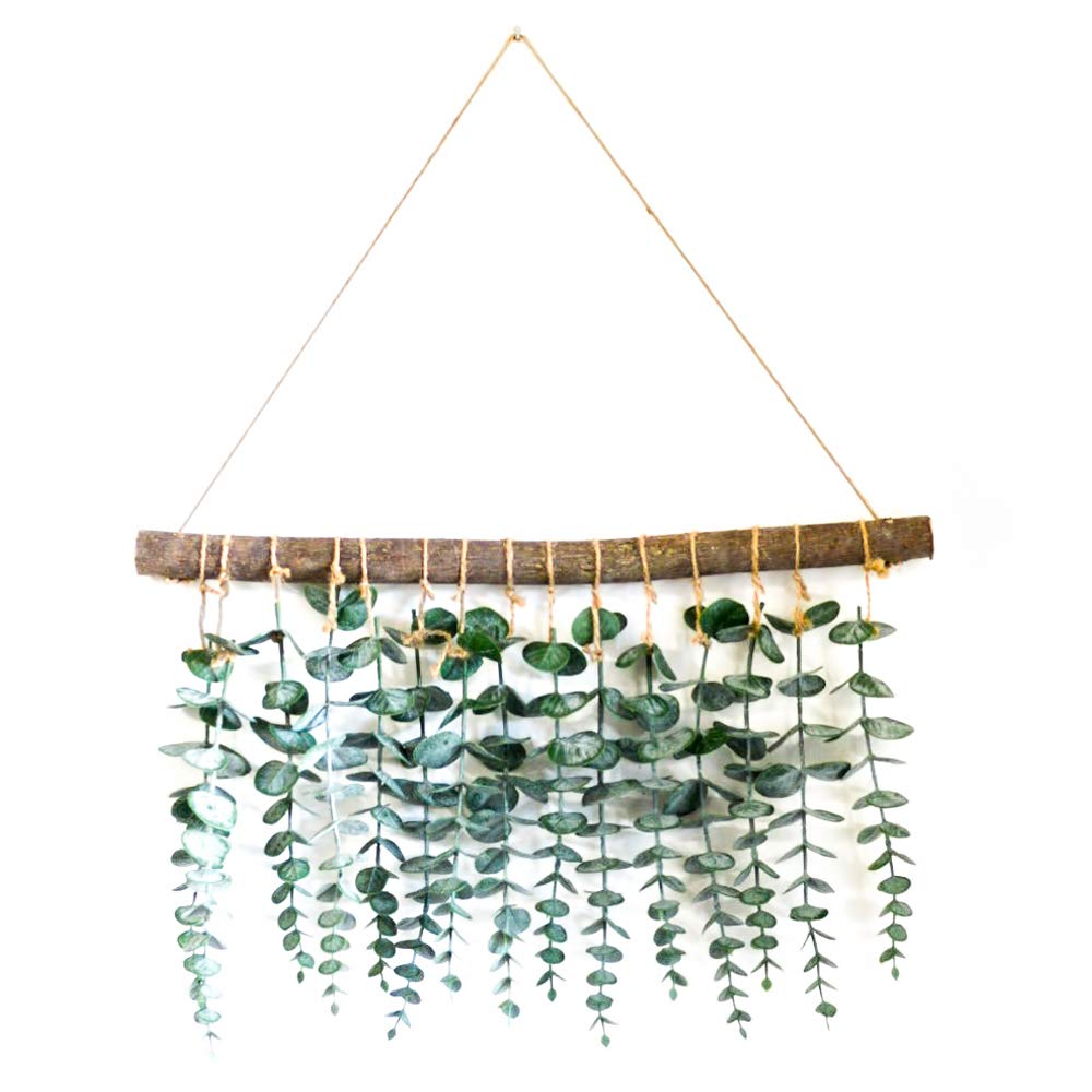LokoVynes Artificial Eucalyptus Wall Decor - Wall Hanging Eucalyptus Greenery Gives Any Room a Natural, Trendy, Modern Feel - Boho Bedroom Decorations, Bathroom Wall Decor, Kitchen Decorations
