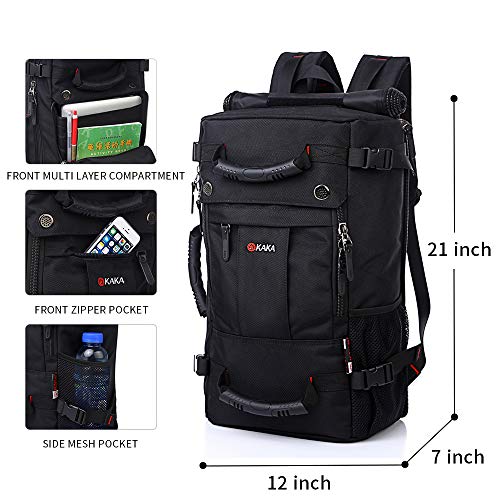 KAKA Travel Backpack,Carry-On Bag Water Resistant Flight Approved Weekender duffle backpack Rucksack Daypack for Men Women (Black)