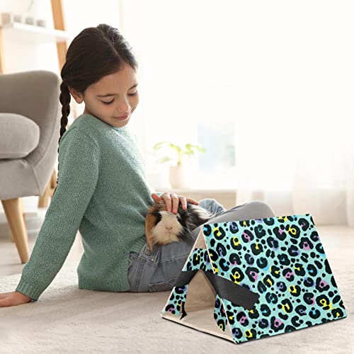 Y-DSIWX Guinea Pig Hideout Cozy Hamster House Cave for Bunny Chinchilla Hedgehog Small Animal Colorful Abstract Animal Stains