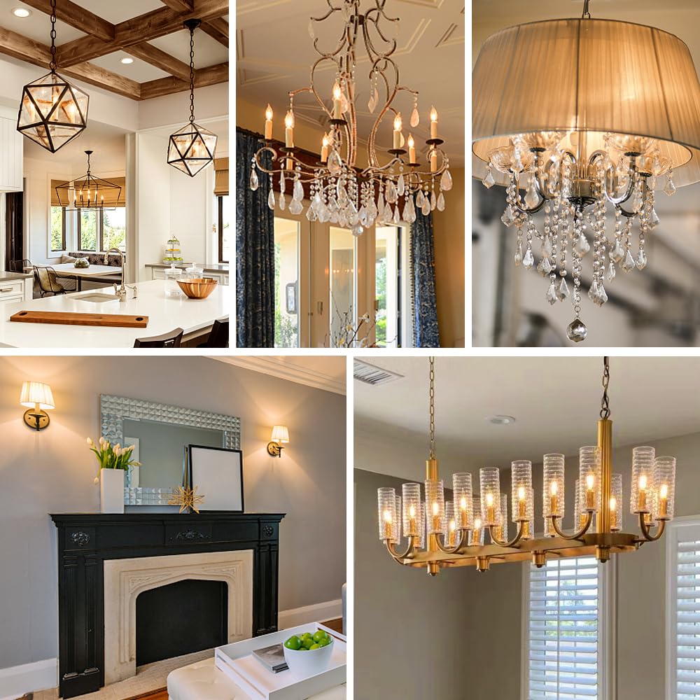 KGC LED Candelabra Bulb, 2700K Warm White 450LM, LED Dimmable Edison Bulb, 4.5W Equivalent to 50W, E26 Medium Base LED Candle Bulbs, CA11/C35 Clear Glass Flame Shape Bent Tip - 6 Pack