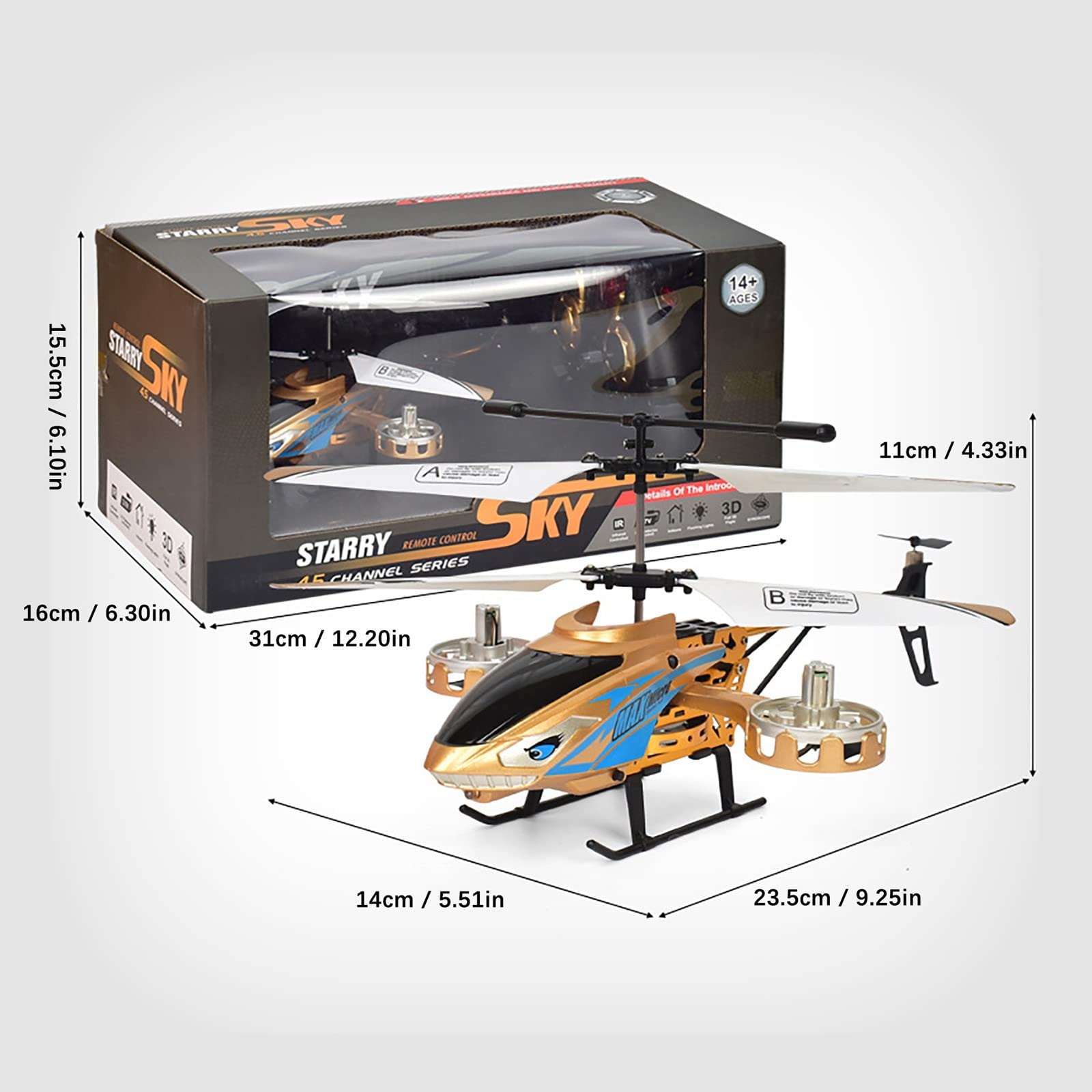 QAQuu Alloy Electric Light Charging Remote Control Airplane 4.5 Channel Side Flying Helicopter Toy Avic3 Intelligent Flight Battery