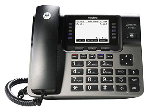 Motorola 4 line Phone System Bundle, 1 deskphone, 1 Cordless handset