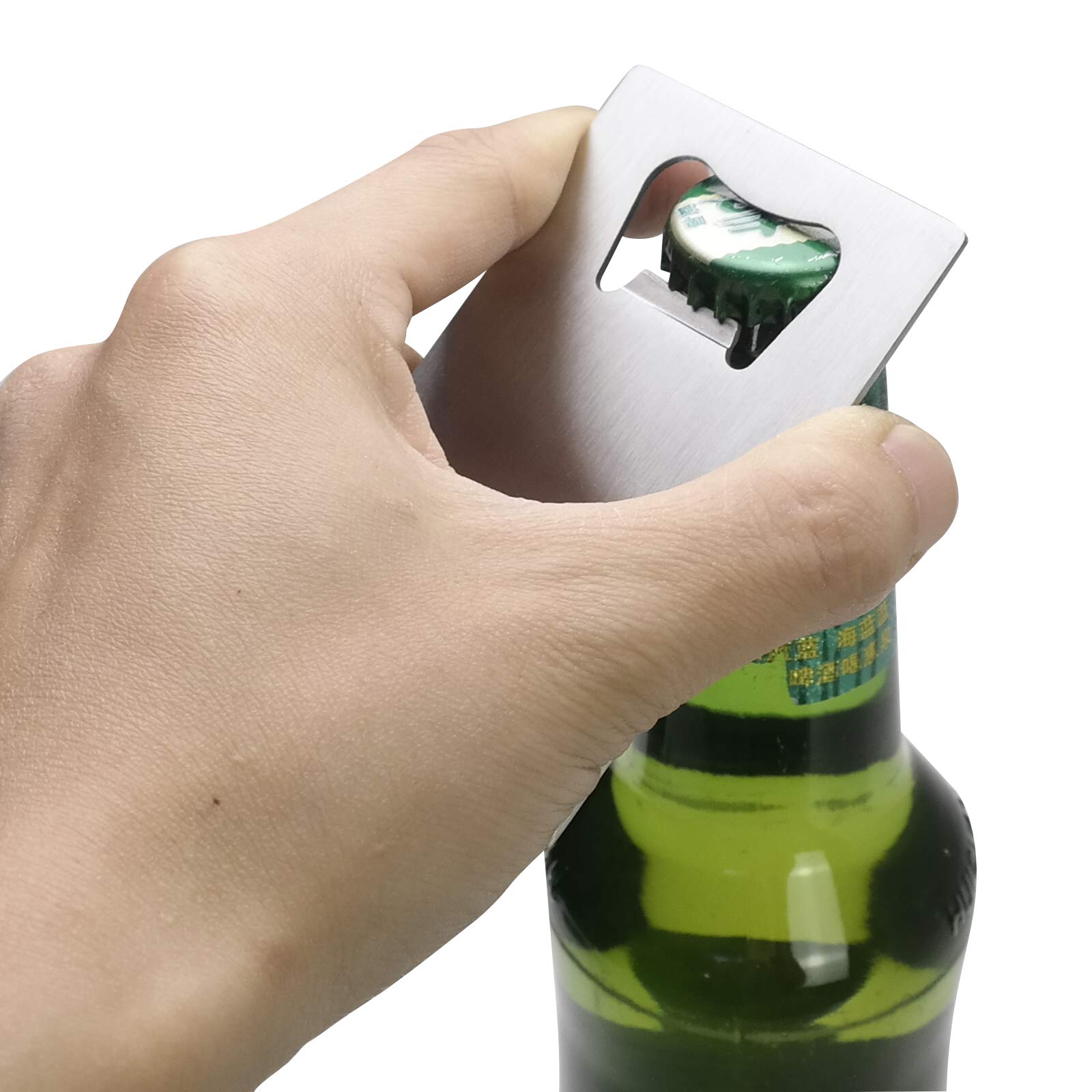 Ponpong Stainless Steel Credit Card Beer Bottle Openers, 10 Pieces
