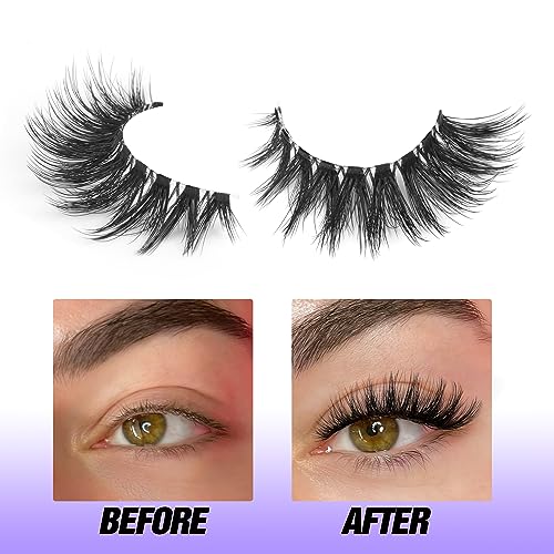Lvmixwig Lashes Natural Look Eyelash Extension with Clear Band Fluffy Cat Eye 16mm Fake Eyelashes Wispy 6D Multi-layer Faux Mink Fake Lashes Extension
