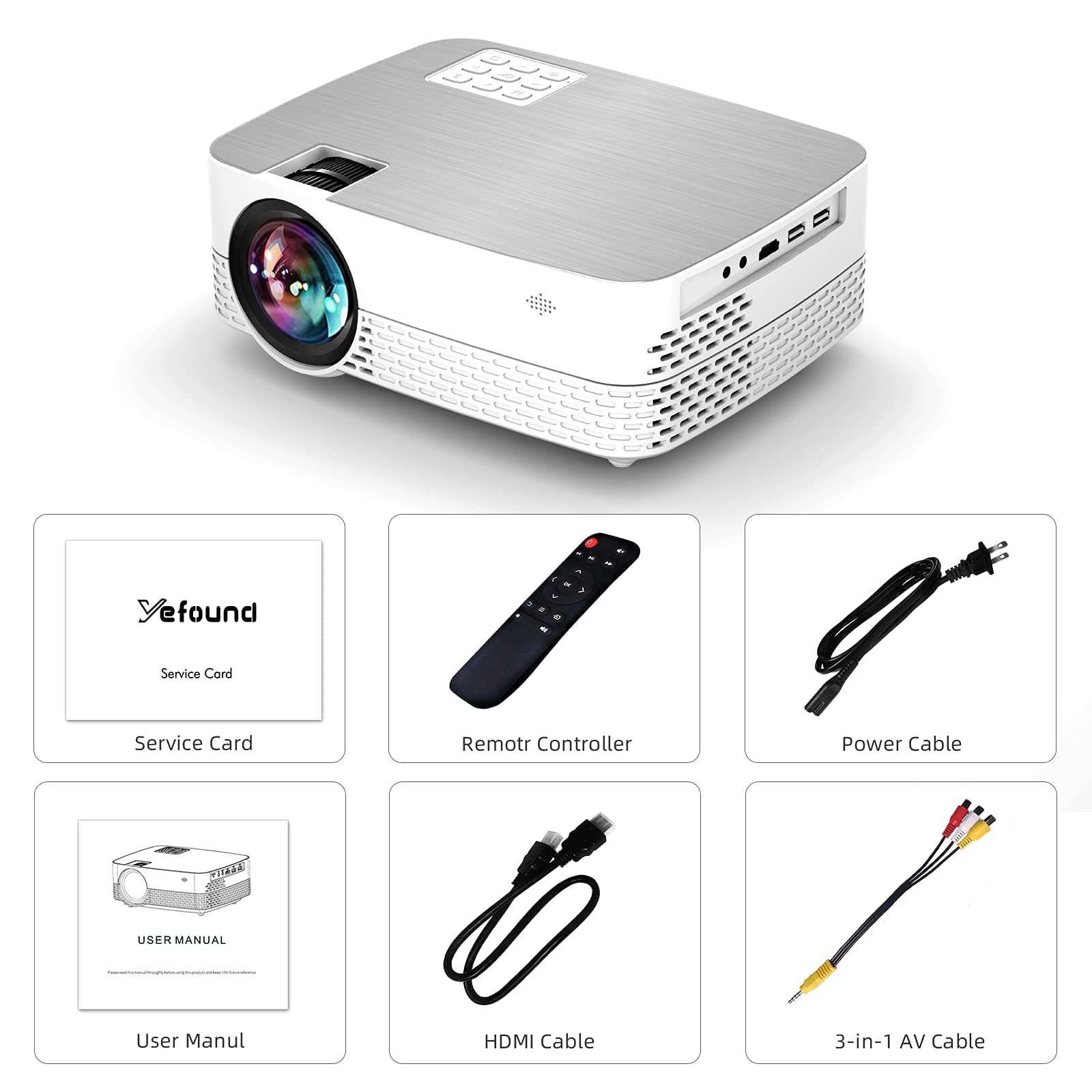Movie Projector,6500 Lumens 1080P Supported HiFi Speaker for Home Theater Projector, 60,000 Hours LED lamp Life Outdoor Video Projector Compatible with TV Stick/Switch/Laptop/PS5/USB/HD Bloomidea