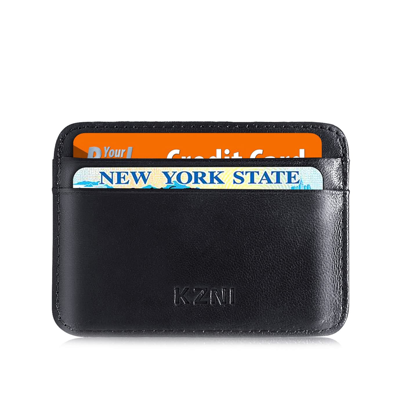 KZNI Money Clip, Front Pocket Wallet Credit Card Holder ID Case,Genuine Leather Slim Wallet for Men Black Thin Small (Black)