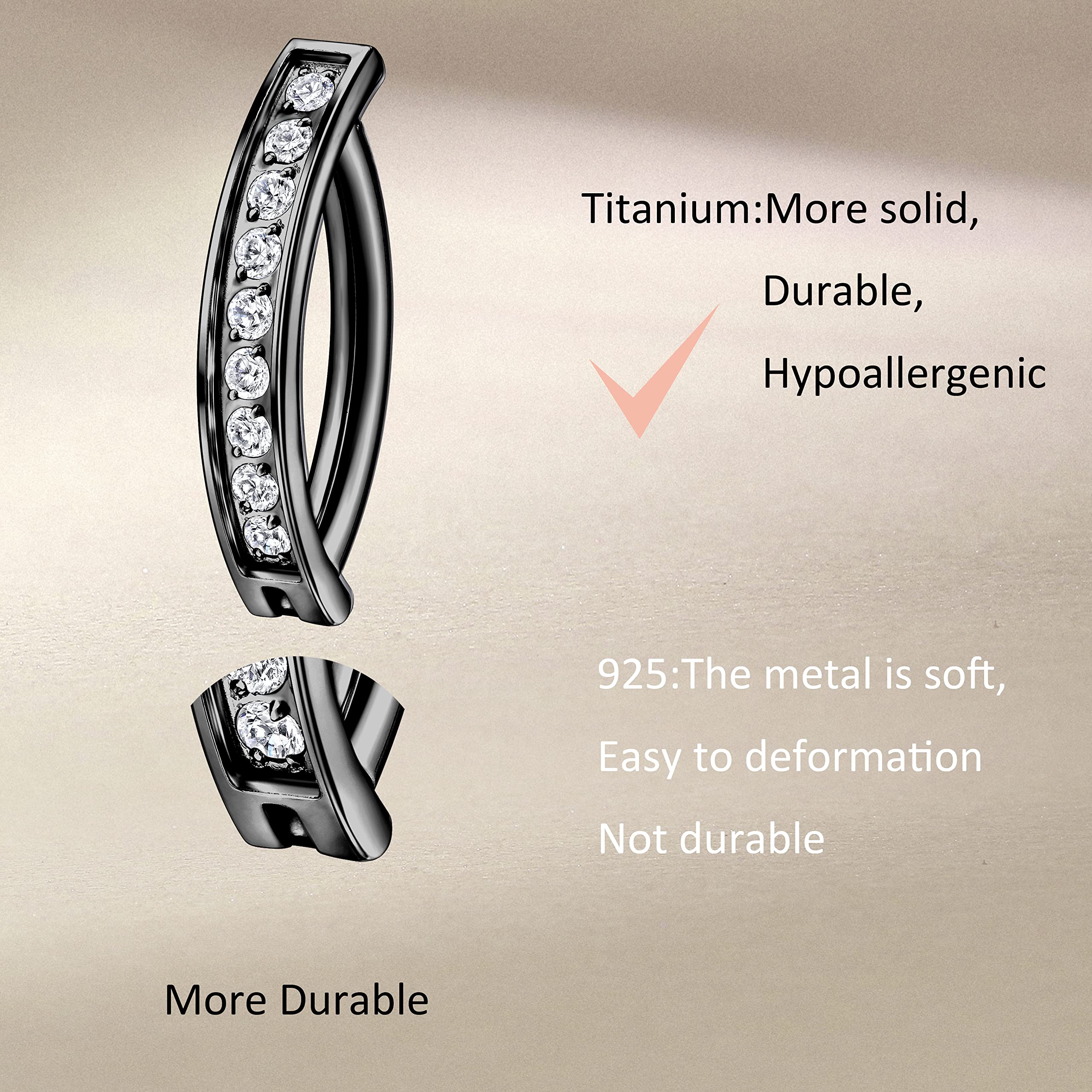 OKSOLE Titanium Belly Button Rings 14G Clicker Belly Button Rings for Women Clicker belly piercing (14g 10mm bar length, Black)
