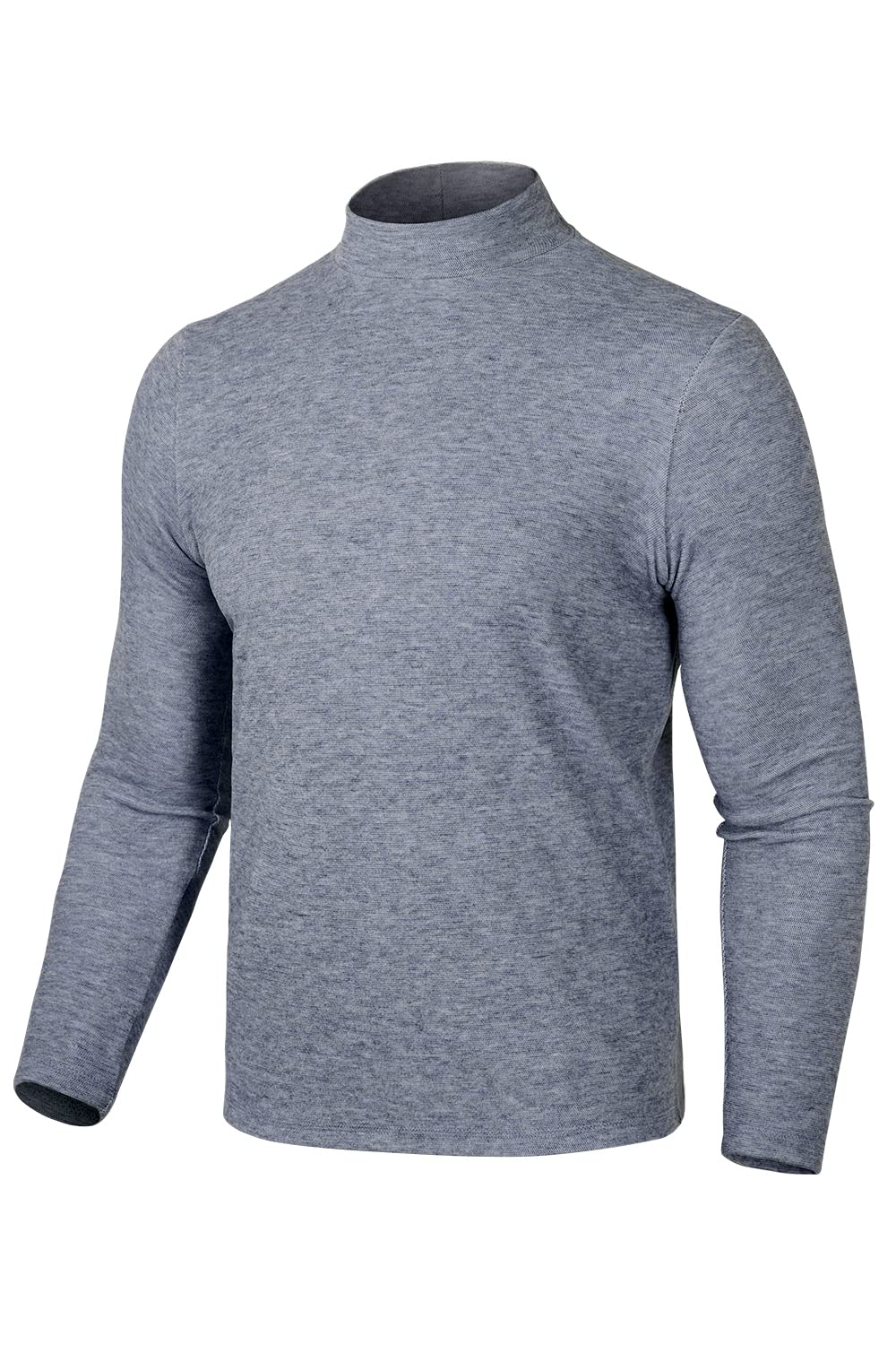 Long Sleeve Thermal Shirt Men Mock Turtleneck(Heather Blue,XL)
