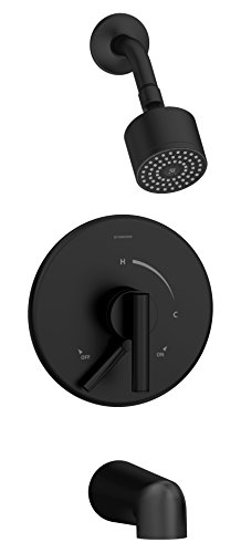 Symmons S-3502-CYL-B-MB-1.5-TRM Dia Single Handle 1-Spray Tub and Shower Faucet Trim with Brass Escutcheon in Matte Black - 1.5 GPM (Valve Not Included)