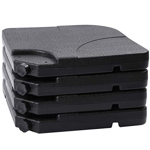 Sunnyglade 4PCS 176LB Square Shaped Water Or Sand Filled Umbrella Base Cantilever Offset Patio Market Umbrella Base Stand with U Locking (Black)