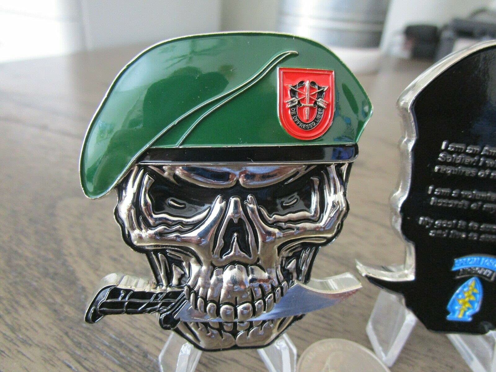 United States Army 7th Special Forces Group Green Berets Creed 7th SFG (A) Reapers Skull Challenge Coin