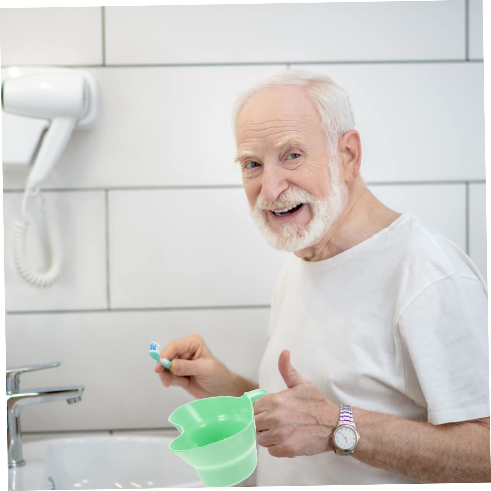 Water Organizer Nursery Drinking Tooth Cups with Brushing Basin Wash Cleaning Washing Handle Storage Elderly Light Bathing Bedridden Toothbrush Bathroom Vanity