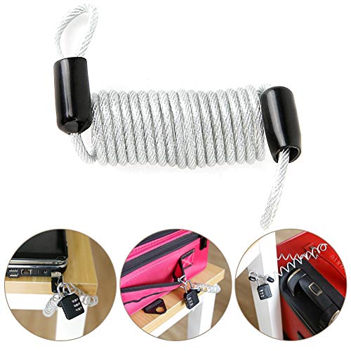 Pinsofy Wire Lock Steel Wire Lock, Bicycle Lock, Anti Theft Secure Durable for Luggage Bicycle Helmet