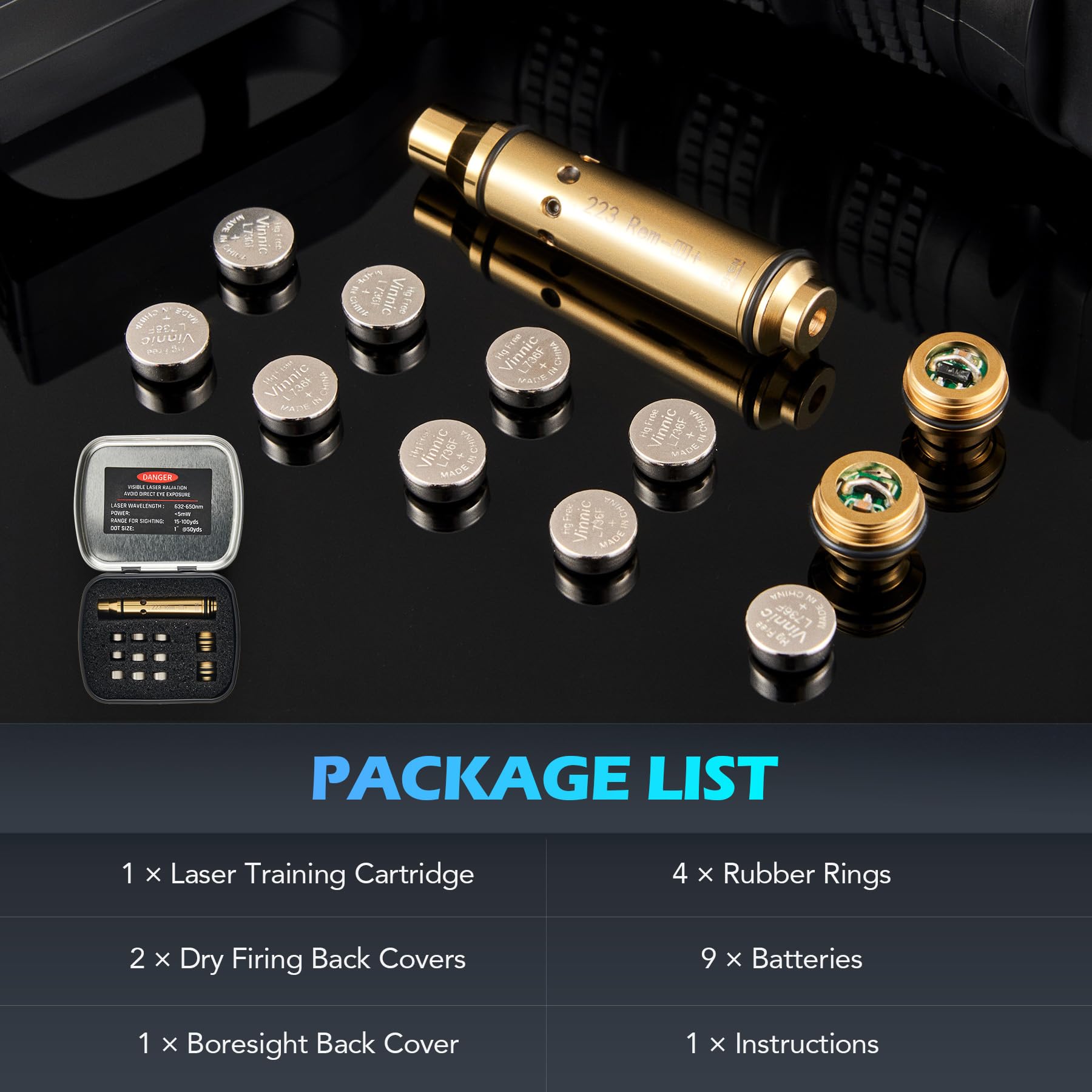 PINTY Dry Fire Laser Training Cartridge, .40 S&W Laser Ammo Bullet for Dry Fire Training Practice, Red Laser Ammunition Shooting Accessory with Batteries, O Rings, & Back Caps for Pellet BB Guns More
