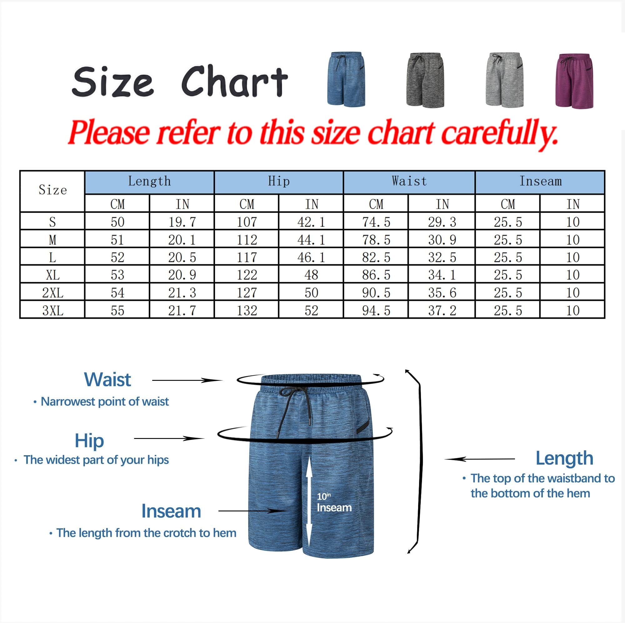 PRTCYPNT Men's Athletic Workout Shorts Casual 10" Gym Running Shorts with Zipper Pockets Drawstrings Charc XL Charcoal
