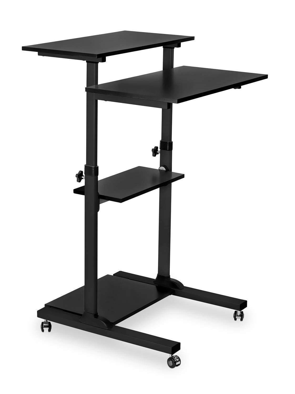 Mount-It! Mobile Standing Desk, Height Adjustable Computer Work Station Bundled with Single Monitor Arm Mount | Heavy Duty Stable Full Motion Height Adjustable | Fits 19-32 Inch Screen