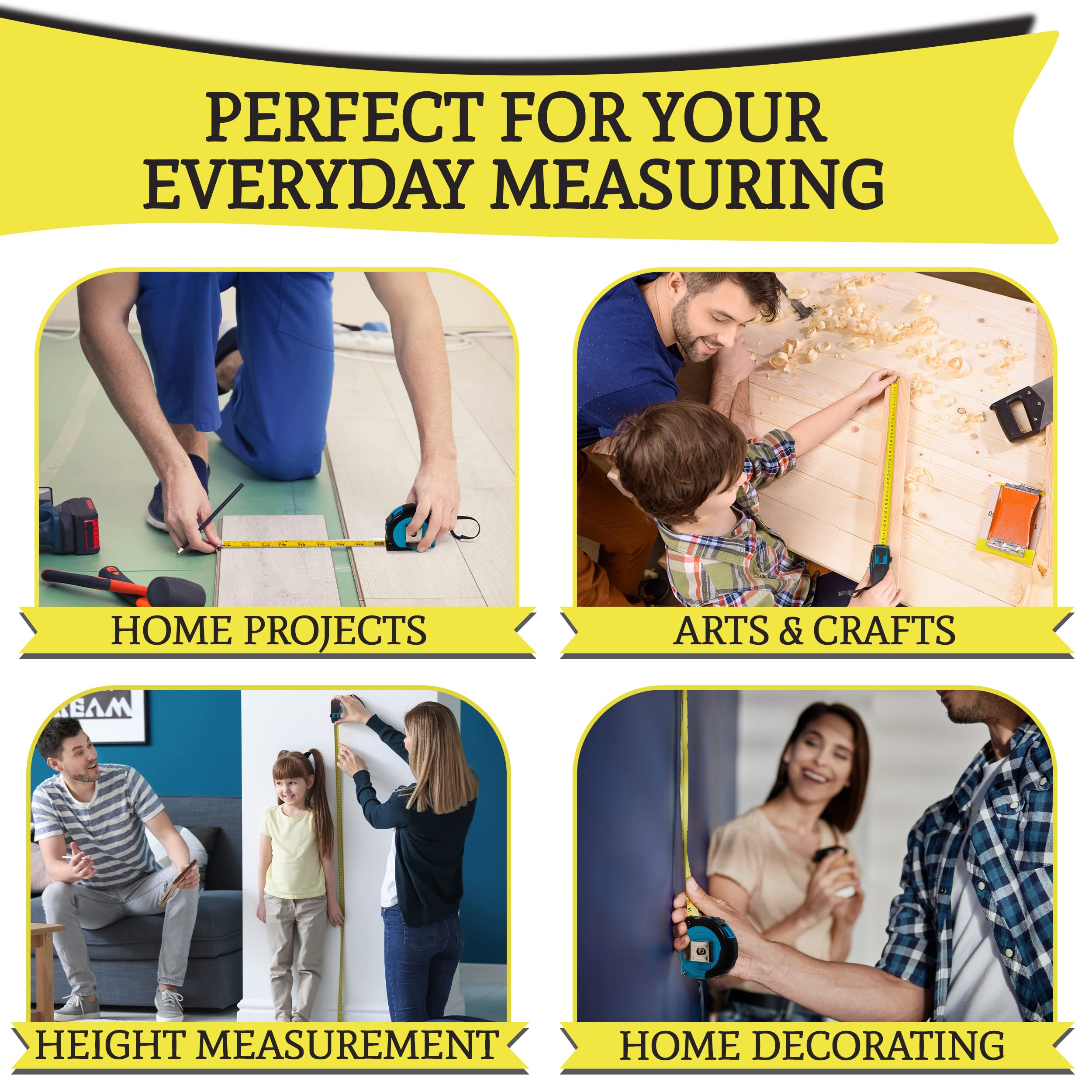 Where's My Tape Measure? 10ft Tape Measures Retractable โ 3 Pack Small Measuring Tapes โ Retractable, Fractions, Easy to Read and Easy to Find!
