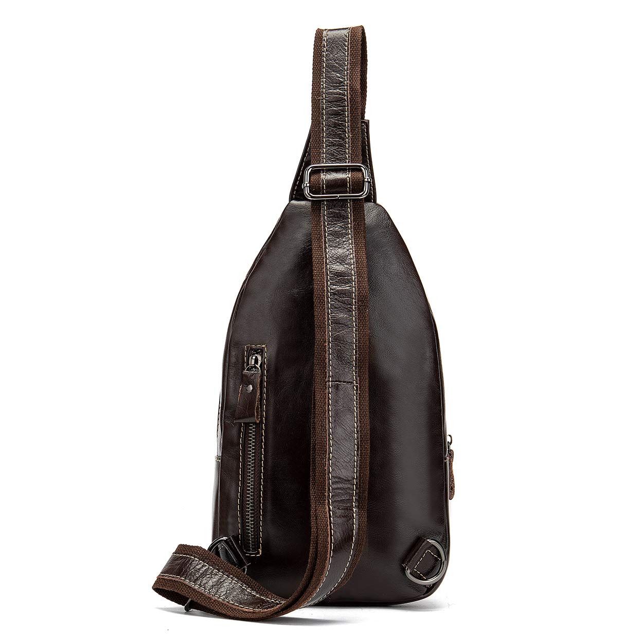 NIUCUNZH Handmade Genuine Leather Crossbody Sling Bag Crocodile Embossing Chest Bag Waterproof Shoulder Bag Brown