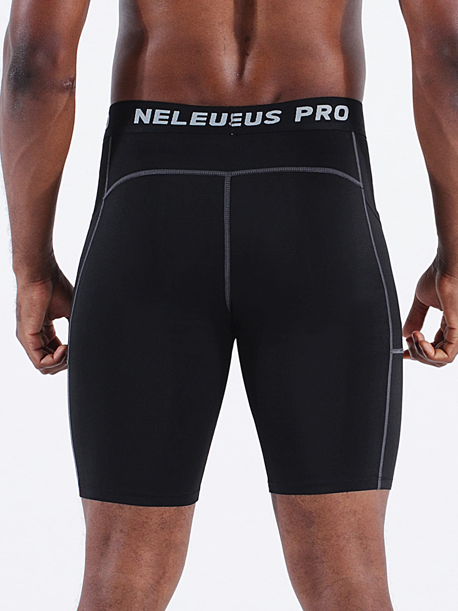 NELEUS Men's Compression Shorts 3 Pack Dry Fit Running Shorts,6081,Black/Black/Black,L