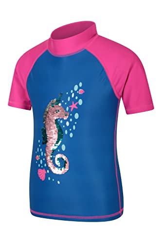 Mountain Warehouse Short Sleeves Kids Rash Guard - Fast Dry Swim Top Bright Pink 5-6 Years
