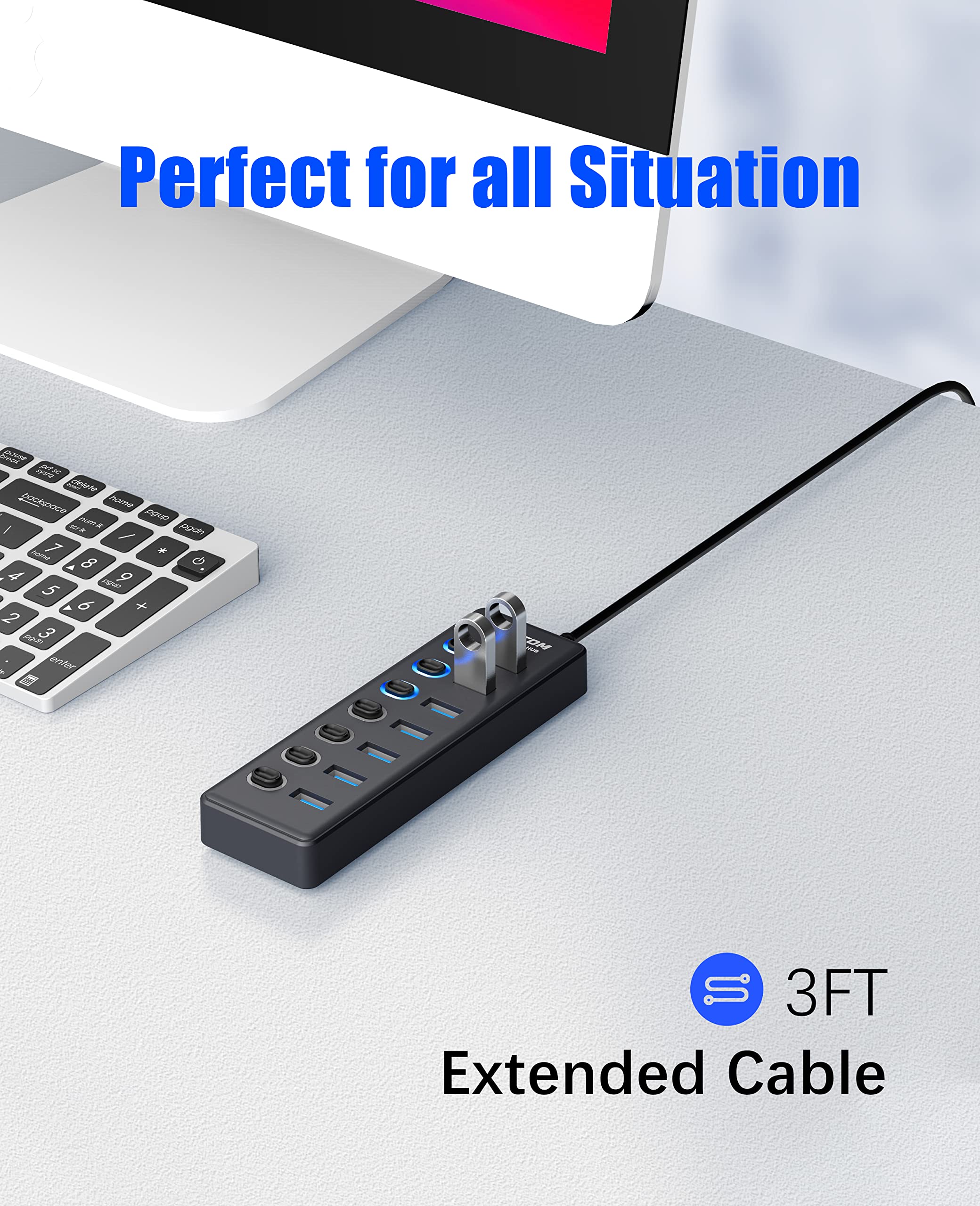 USB Hub,VANOTOM 4 Port USB 3.0 Hub Splitter,USB Port Extender for Laptop,Desktop,Surface Pro