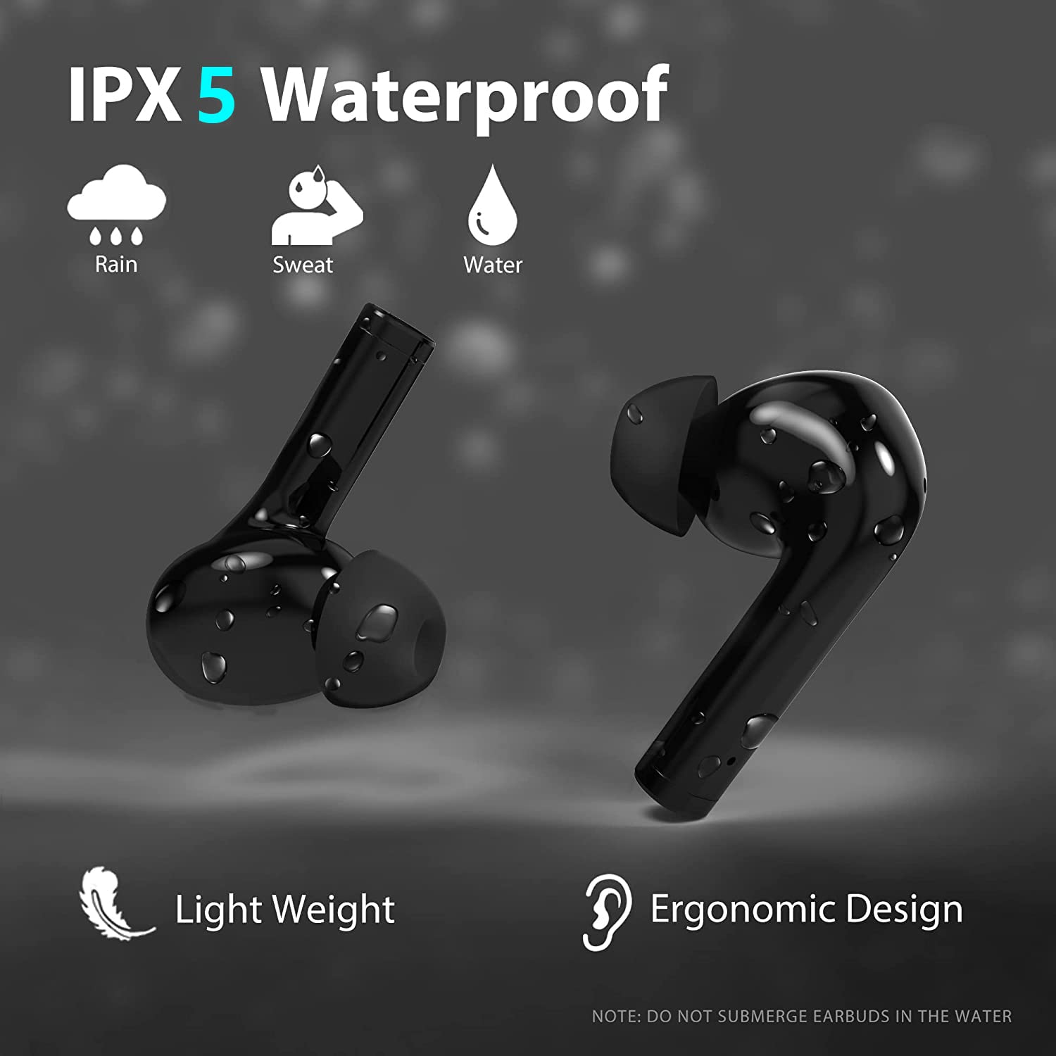 Waterproof Bluetooth 5.2 True Wireless Earbuds, Touch Control, in-Ear Stereo Earphones Headset,30H Cyclic Playtime TWS Headphones with Charging Case and mic B